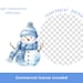 Snowman Clipart Bundle, Watercolor Blue Scarf Winter Holiday Christmas ...