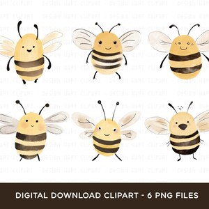 Bumble Bee Clipart Bundle Set, Watercolor Pastel Boho Bee PNG Graphics ...