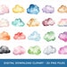 Clouds Clipart Bundle, Watercolor Pastel Rainbow Cloud Icons, Hand ...