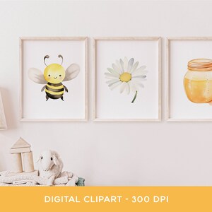 Bee Clipart Bundle, Watercolor Bumble Bee Honeycomb Clip Art PNG ...