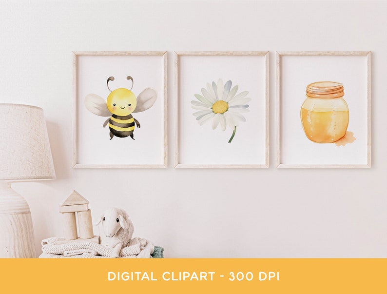 Bee Clipart Bundle, Watercolor Bumble Bee Honeycomb Clip Art PNG ...