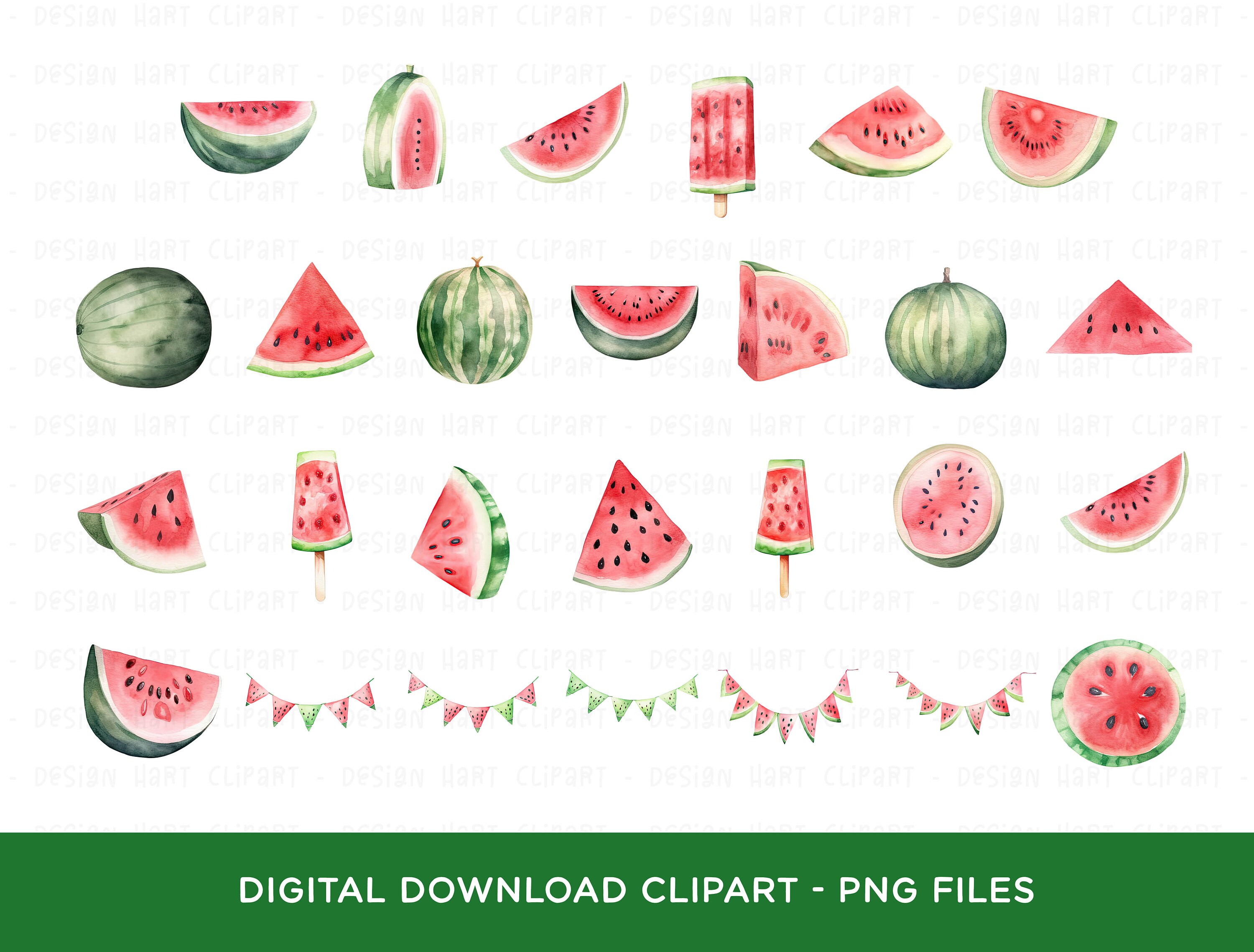 Watermelon Clipart Bundle, PNG Graphics Digital Download Commercial Use ...