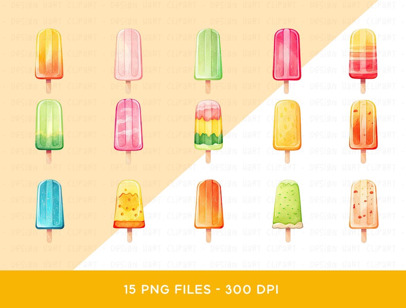 Popsicle Clipart Bundle, Rainbow Icy Poles PNG Commercial Use Colorful ...