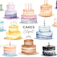 Watercolor Pastel Birthday Clipart Bundle (digital Download) - Etsy