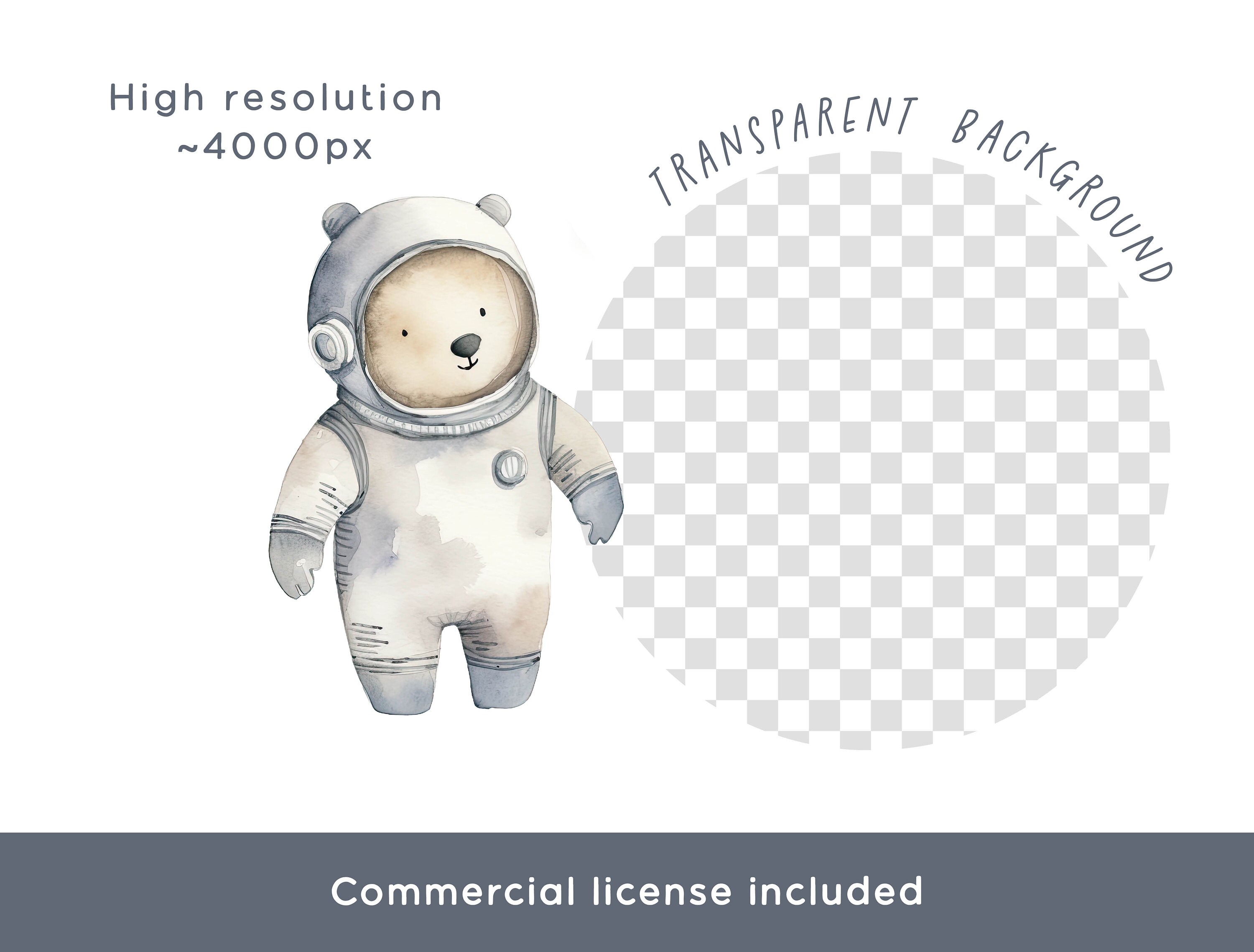 Astronaut Teddy Clipart Bundle, Watercolor Space Teddy Bear Galaxy ...