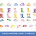 Umbrellas & Gumboots Clipart Bundle, Watercolor Wellies Brollies Rain ...