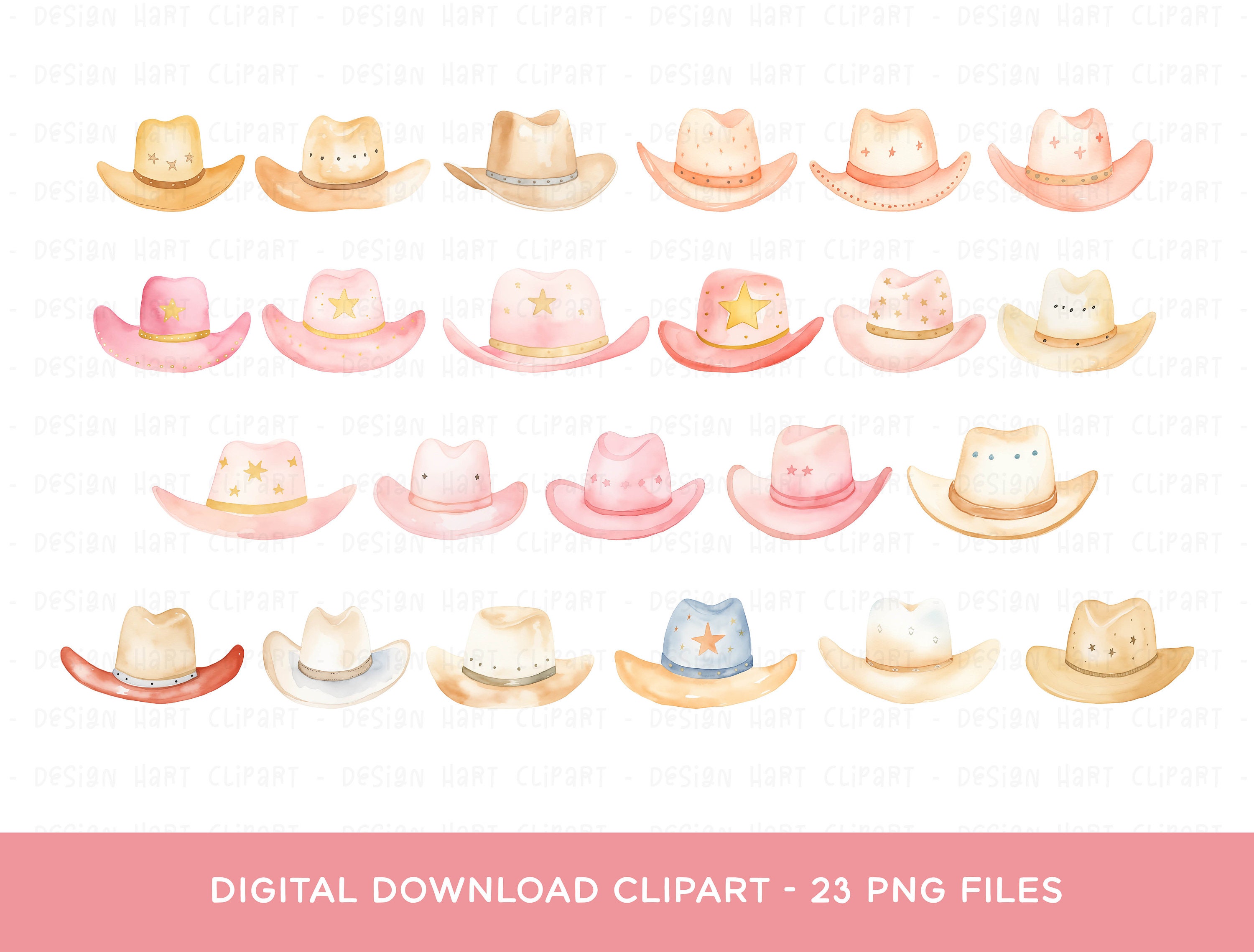 Cowboy Hat Clipart Bundle, Cowboy Cowgirl Hats Rodeo Wild West PNG ...