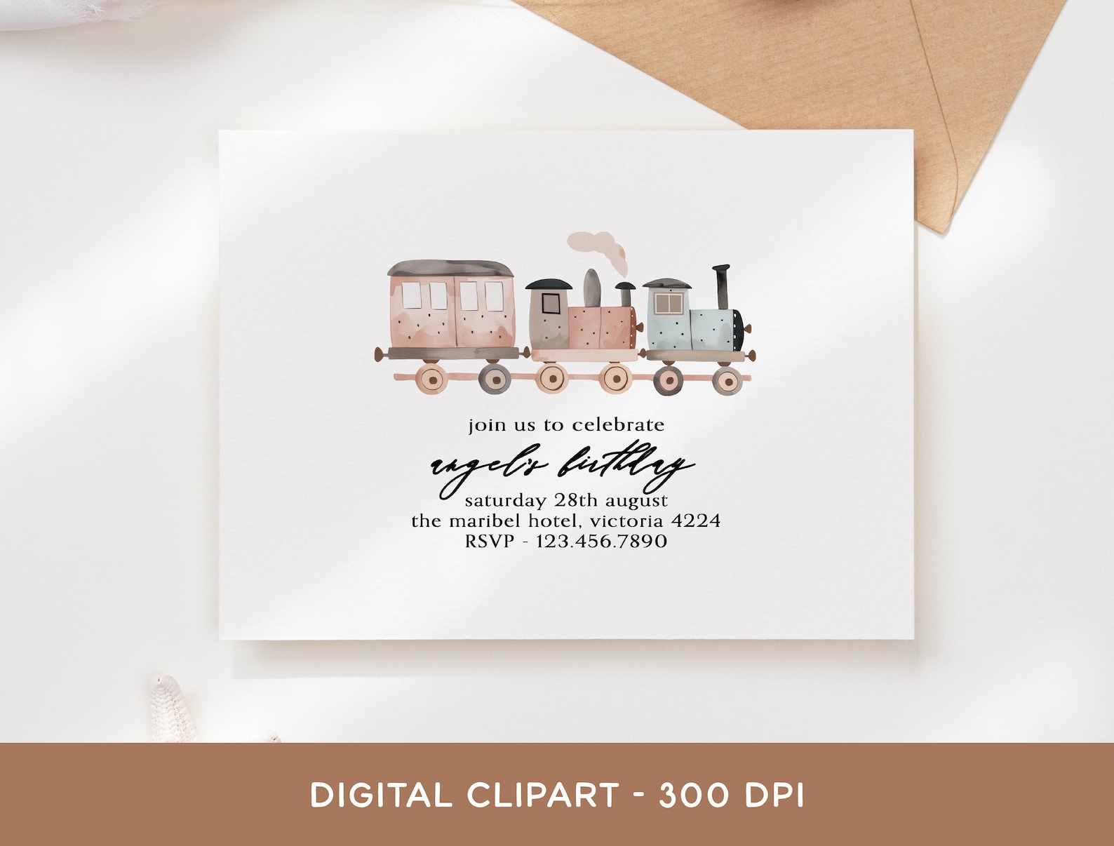 Train Clipart Bundle, Watercolor Pastel Boho Steam Trains, Nordic Style ...