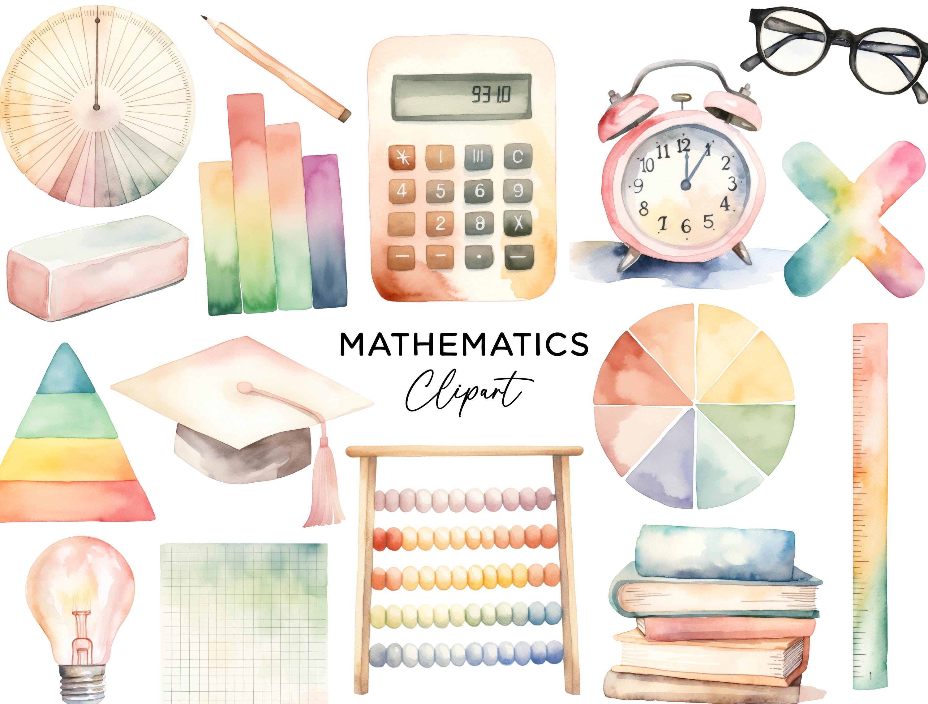 Maths Clipart Bundle, PNG Graphic Digital Download Watercolor ...