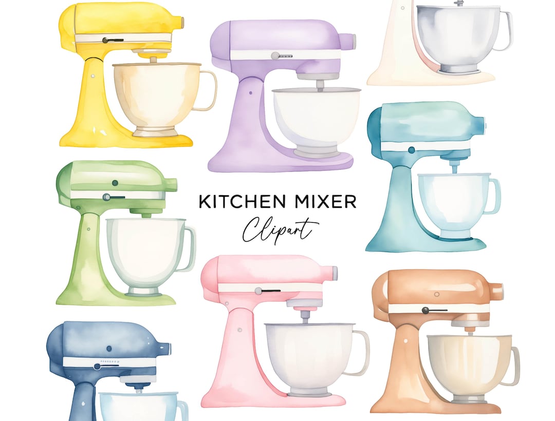 Kitchen Mixers Clipart Bundle, PNG Graphics Digital Download Watercolor ...