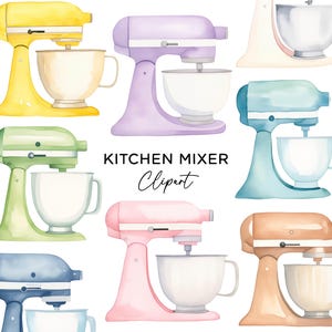 Kitchen Mixers Clipart Bundle, PNG Graphics Digital Download Watercolor ...