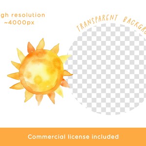 Watercolor Sun Clipart Bundle, Smiling Happy Sun, PNG Sublimation ...