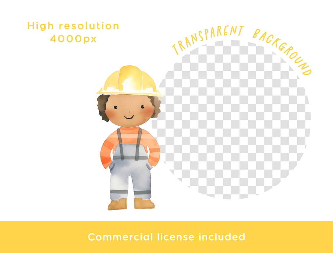 Builder Kid Clipart Bundle, Construction Worker Children Boys Girls PNG ...