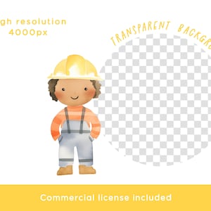 Builder Kid Clipart Bundle, Construction Worker Children Boys Girls PNG ...