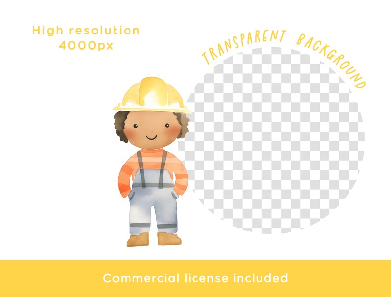 Builder Kid Clipart Bundle, Construction Worker Children Boys Girls PNG ...