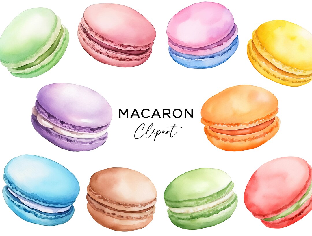 Macaron Clipart Bundle Set, Watercolor Macarons PNG, Sublimation ...
