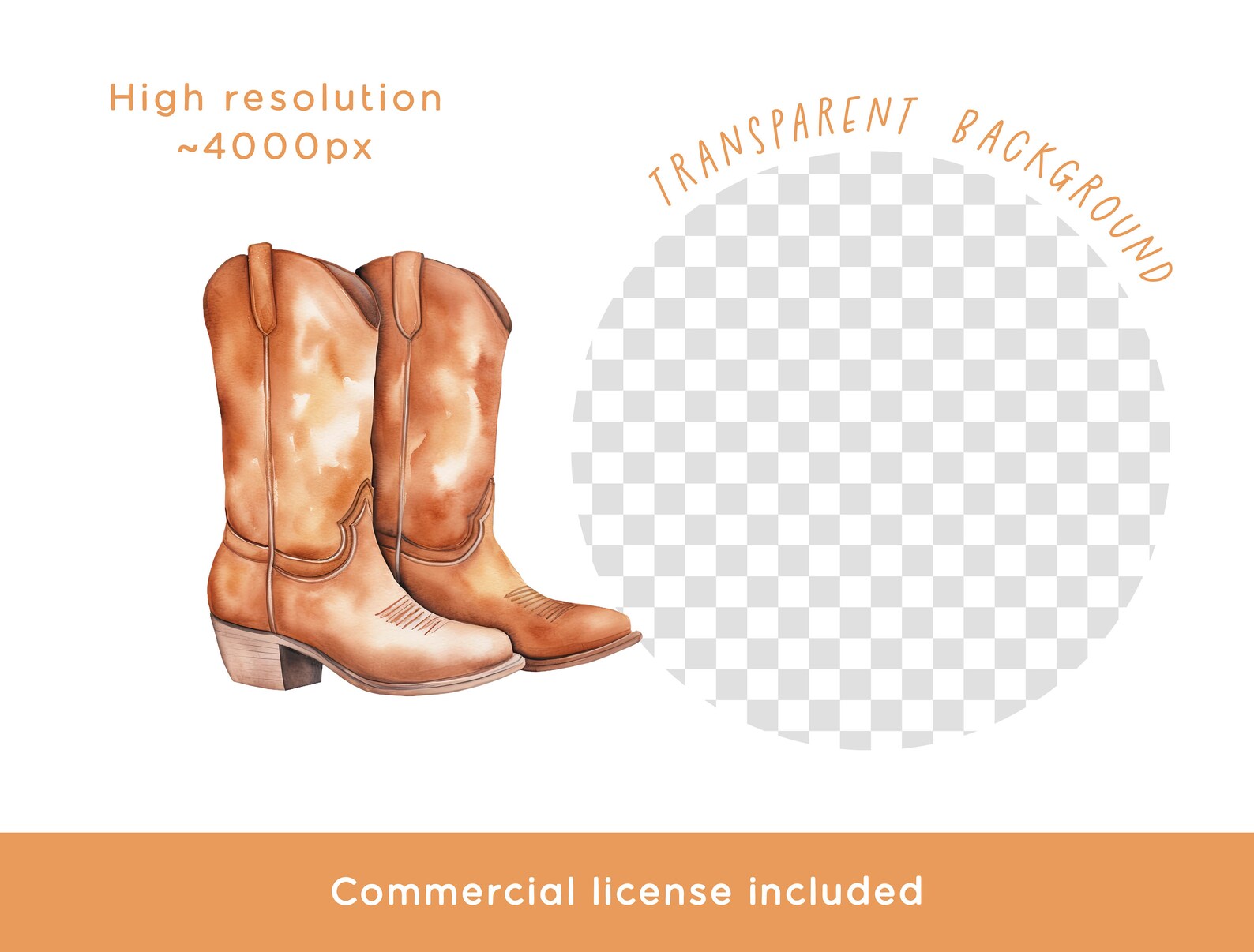 Cowboy Boots Clipart Bundle, Watercolor Rodeo Wild West Clip Art PNG ...