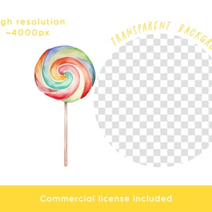 Lollipop Clipart Bundle, Watercolor Sweets Lollies Candy PNG Clip Art ...