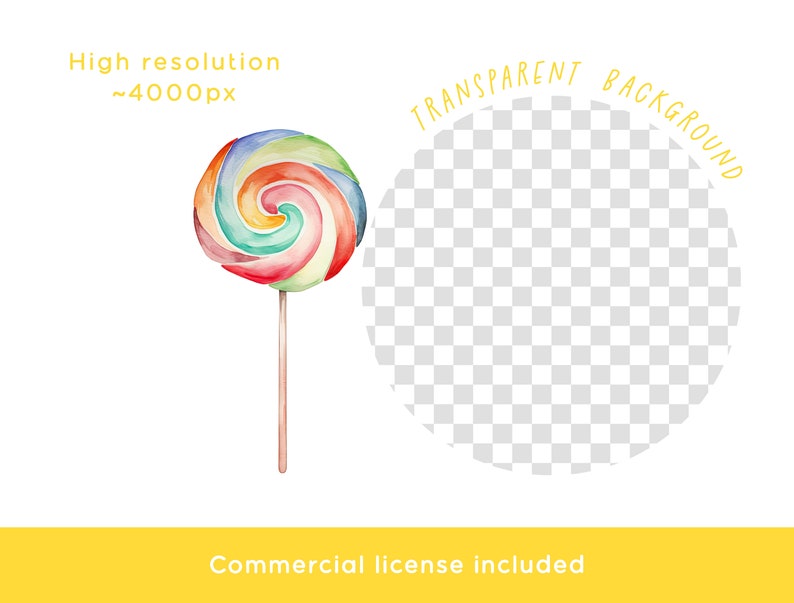 Lollipop Clipart Bundle, Watercolor Sweets Lollies Candy PNG Clip Art ...