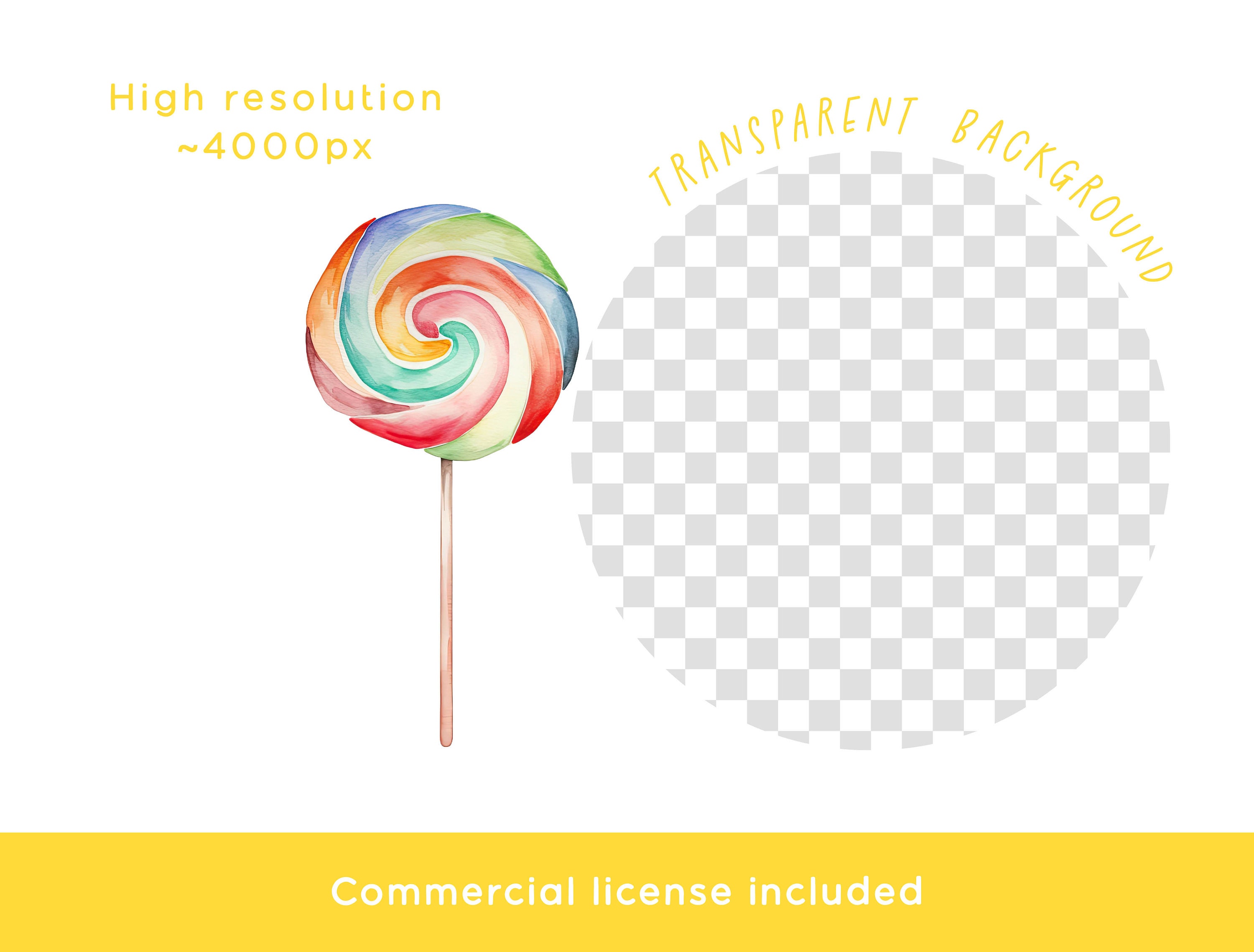 Lollipop Clipart Bundle, Watercolor Sweets Lollies Candy PNG Clip Art ...