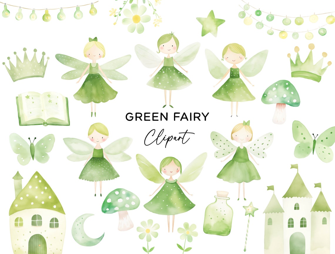 Watercolor Fairy Clipart, Enchanted Forest Fairy Tale Graphics Nursery ...