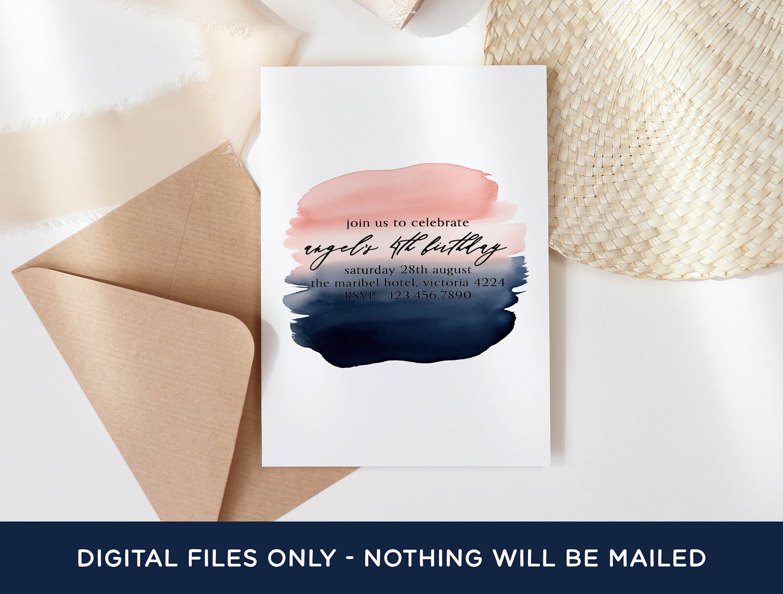 Brush Stroke Clipart Bundle Watercolor Blush Pink Navy Blue Smudge ...