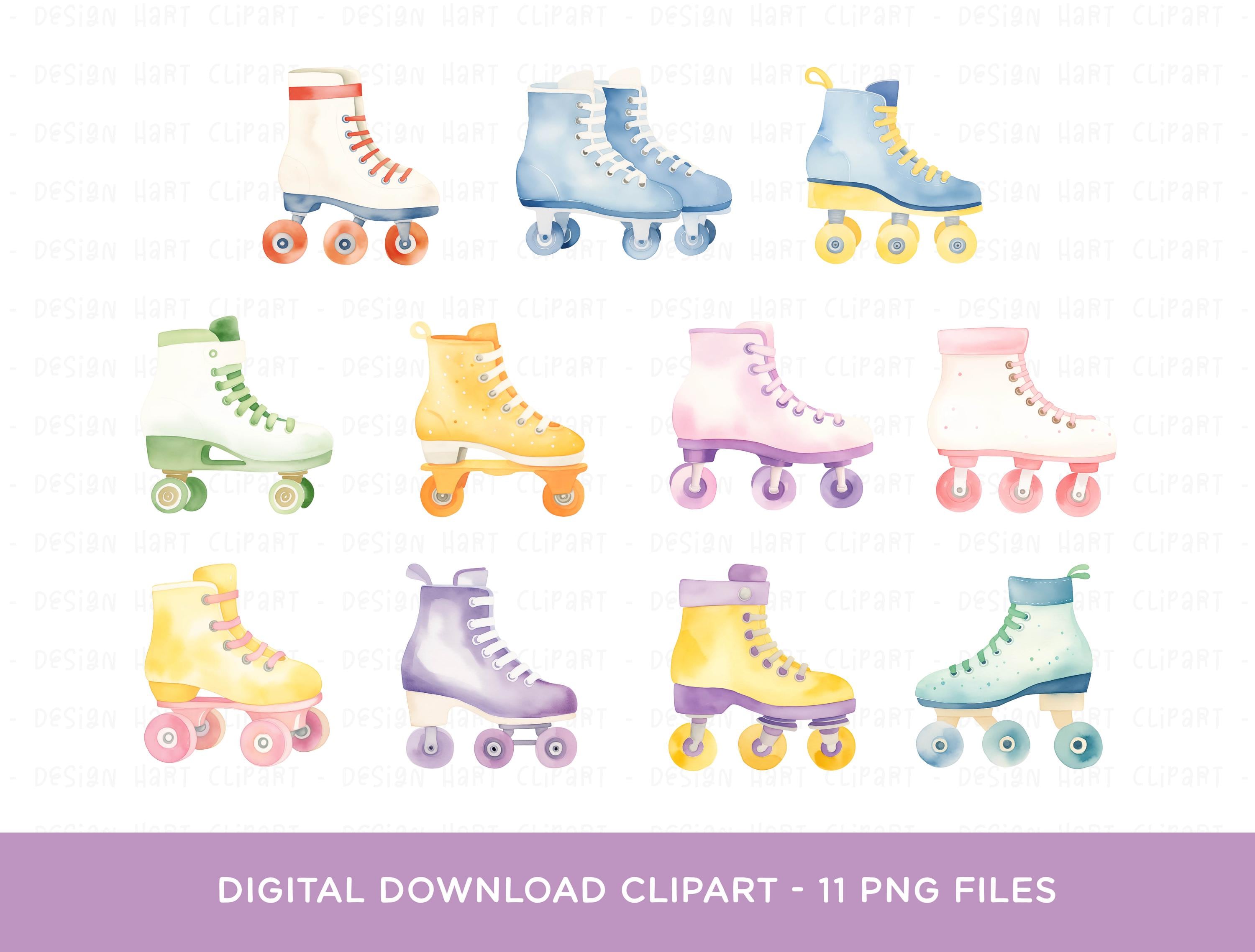 Rollerskates Clipart Bundle, 90s Retro Skates Groovy PNG Graphics ...