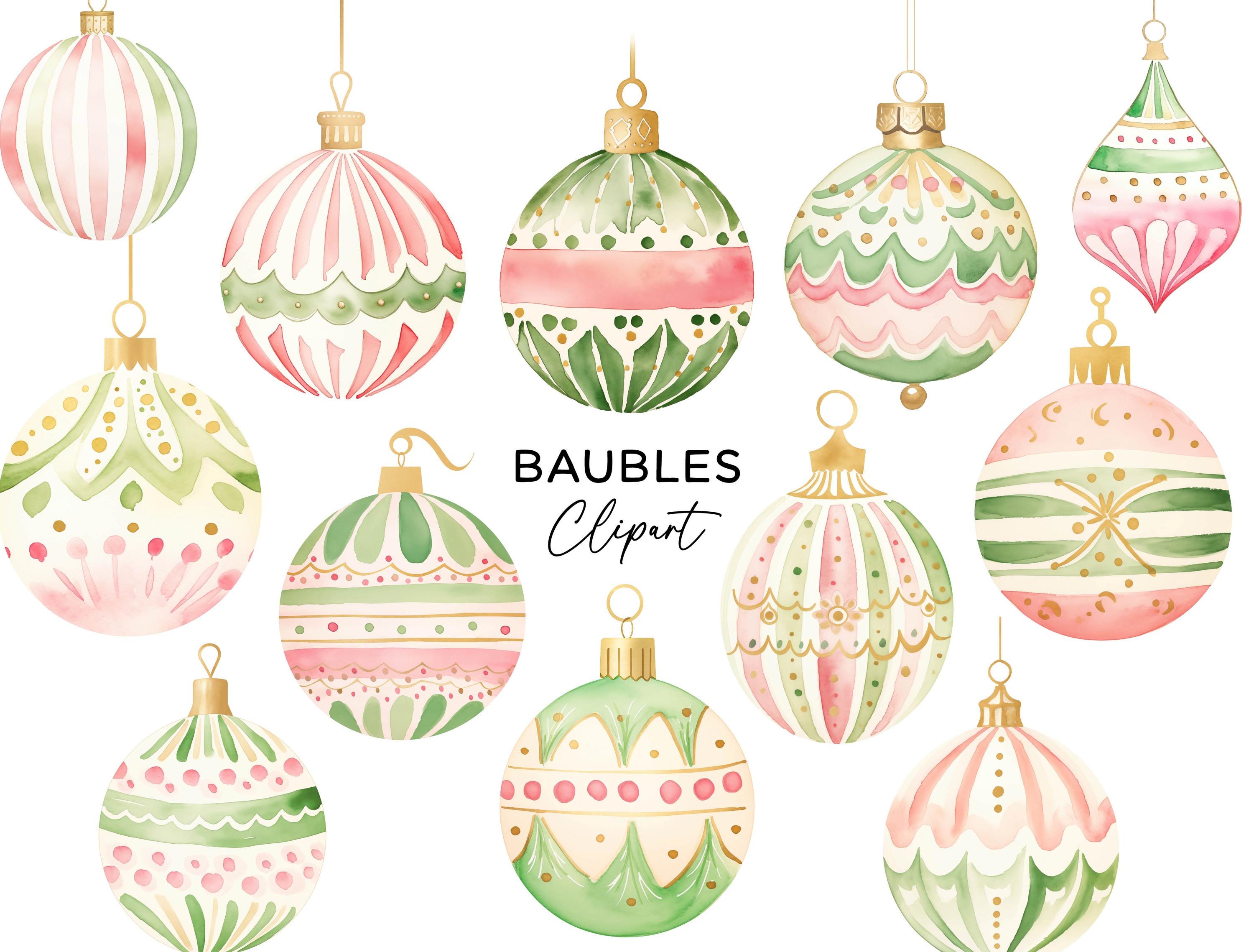 Christmas Baubles Clipart Bundle, PNG Graphics Digital Download ...