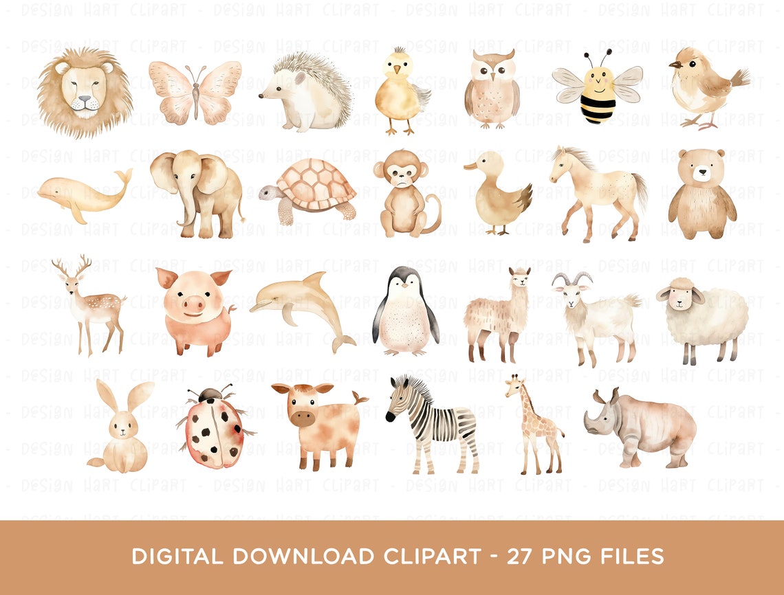 Boho Animal Clipart Bundle Set, PNG Sublimation Graphics Digital ...