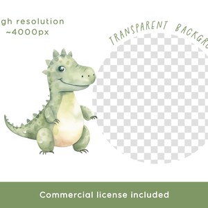 Dinosaur Clipart Bundle, Watercolor T-rex PNG Clip Art for Nursery Art ...