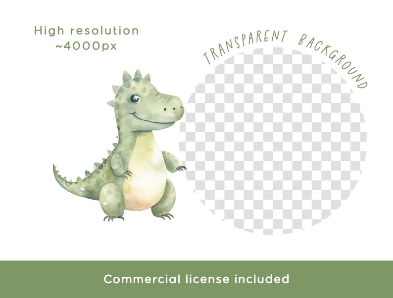 Dinosaur Clipart Bundle, Watercolor T-rex PNG Clip Art for Nursery Art ...