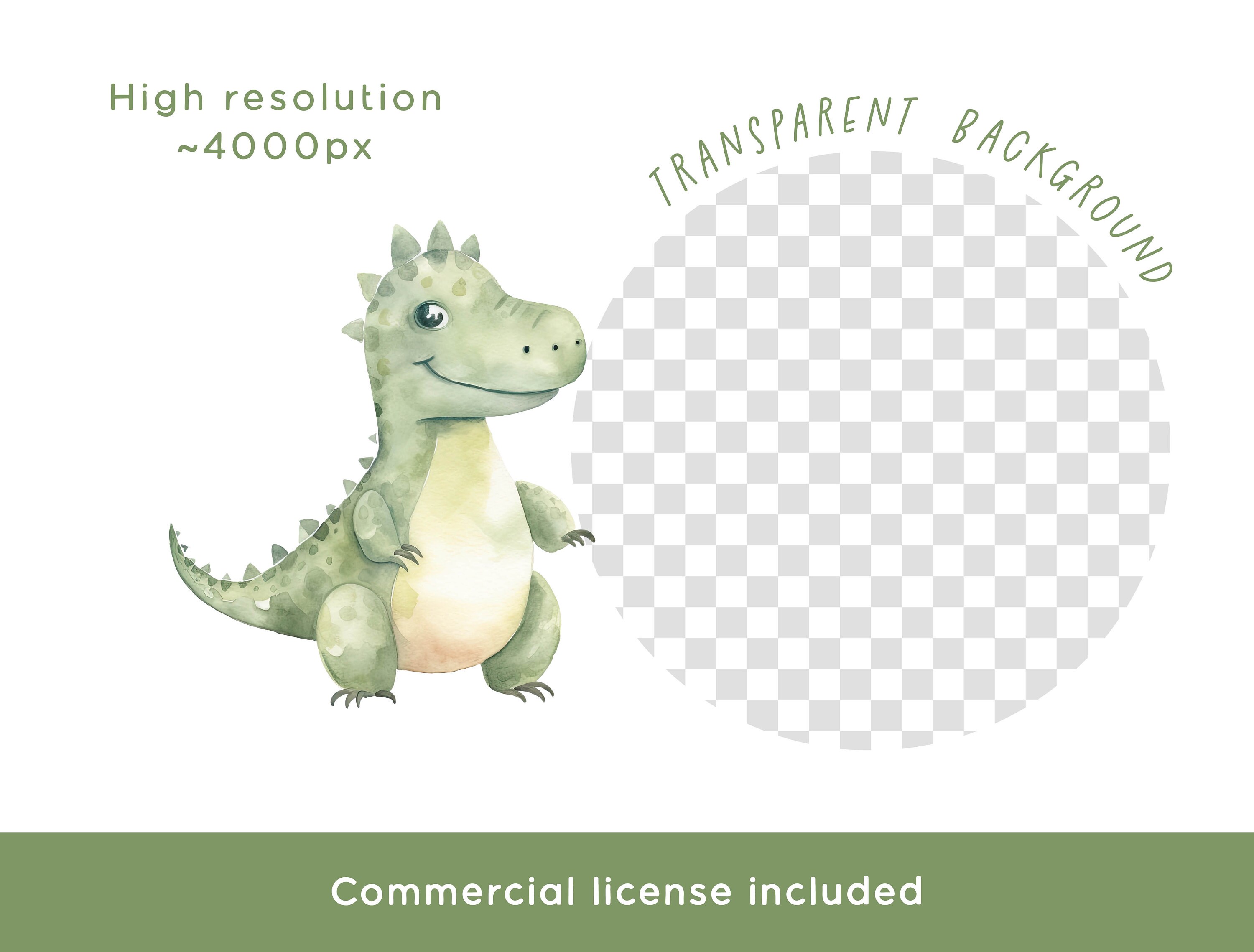 Dinosaur Clipart Bundle, Watercolor T-rex PNG Clip Art for Nursery Art ...