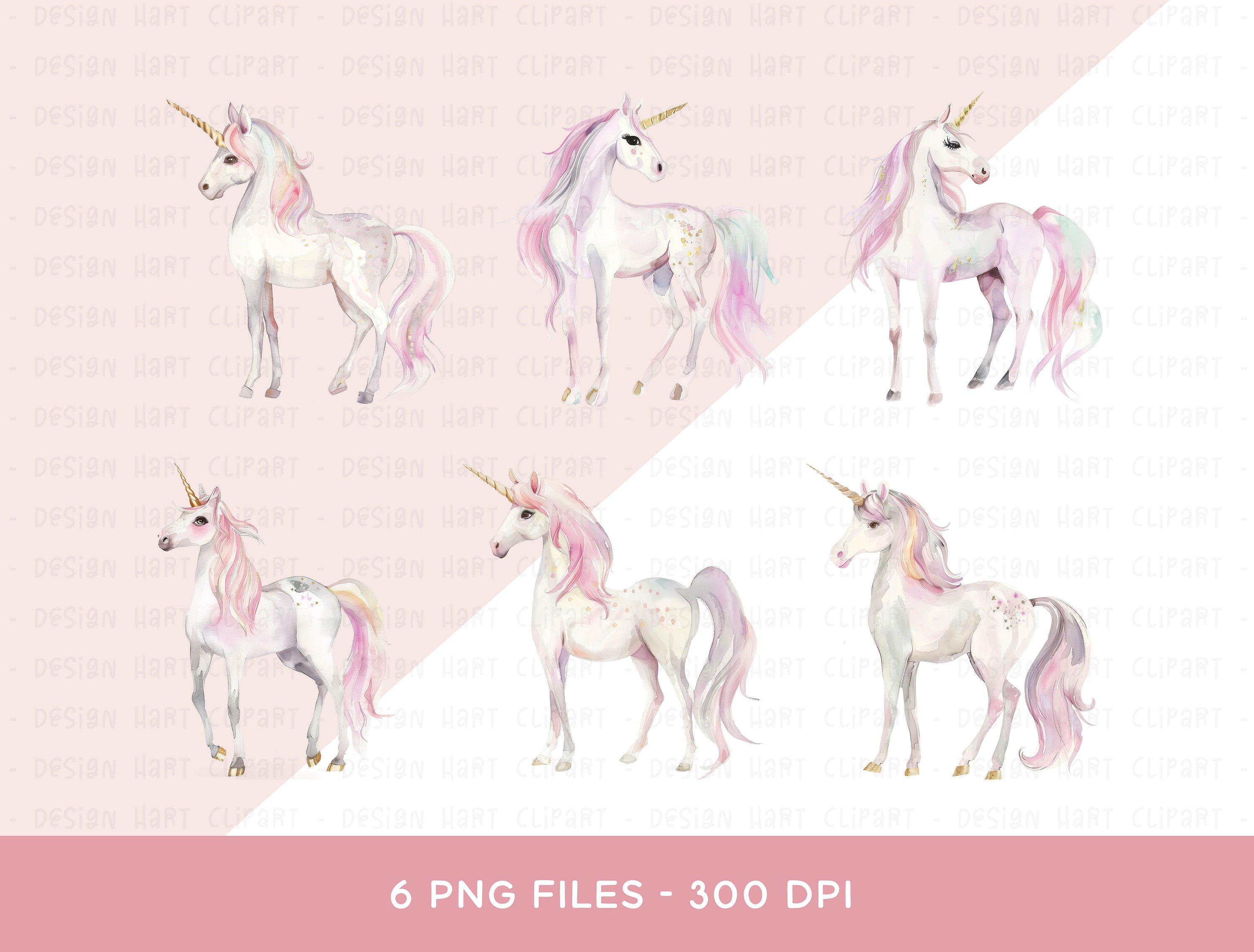 Unicorn Clipart Bundle Watercolor Magical Pastel Rainbow Unicorns PNG ...