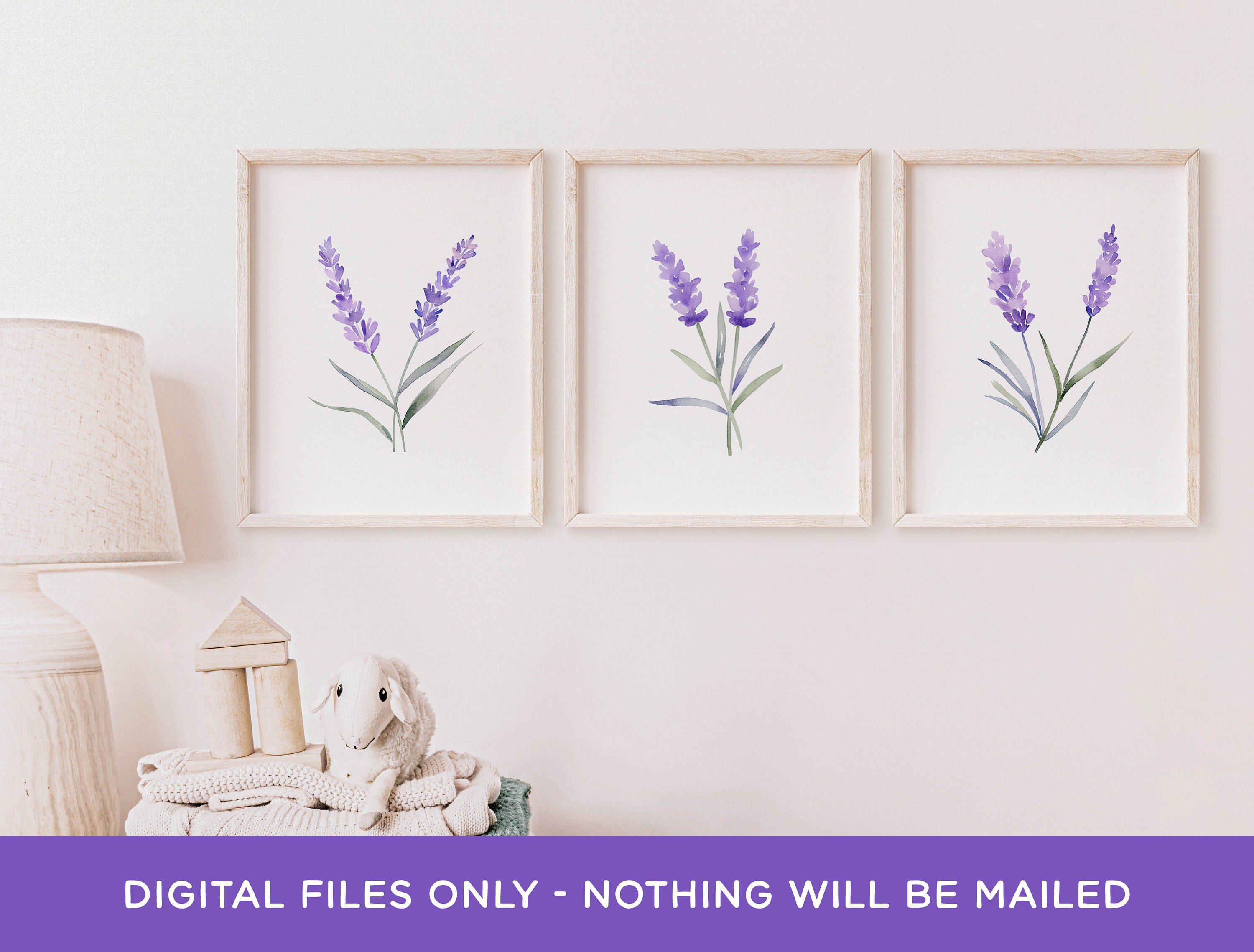Lavender Clipart Bundle, Watercolor Floral Purple Sprigs Spring ...