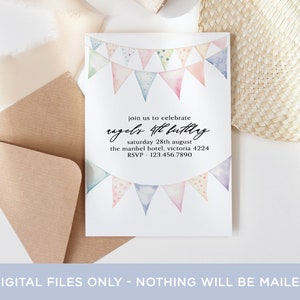 Bunting Clipart Bundle, Watercolor Pastel Party Banner Rainbow PNG ...