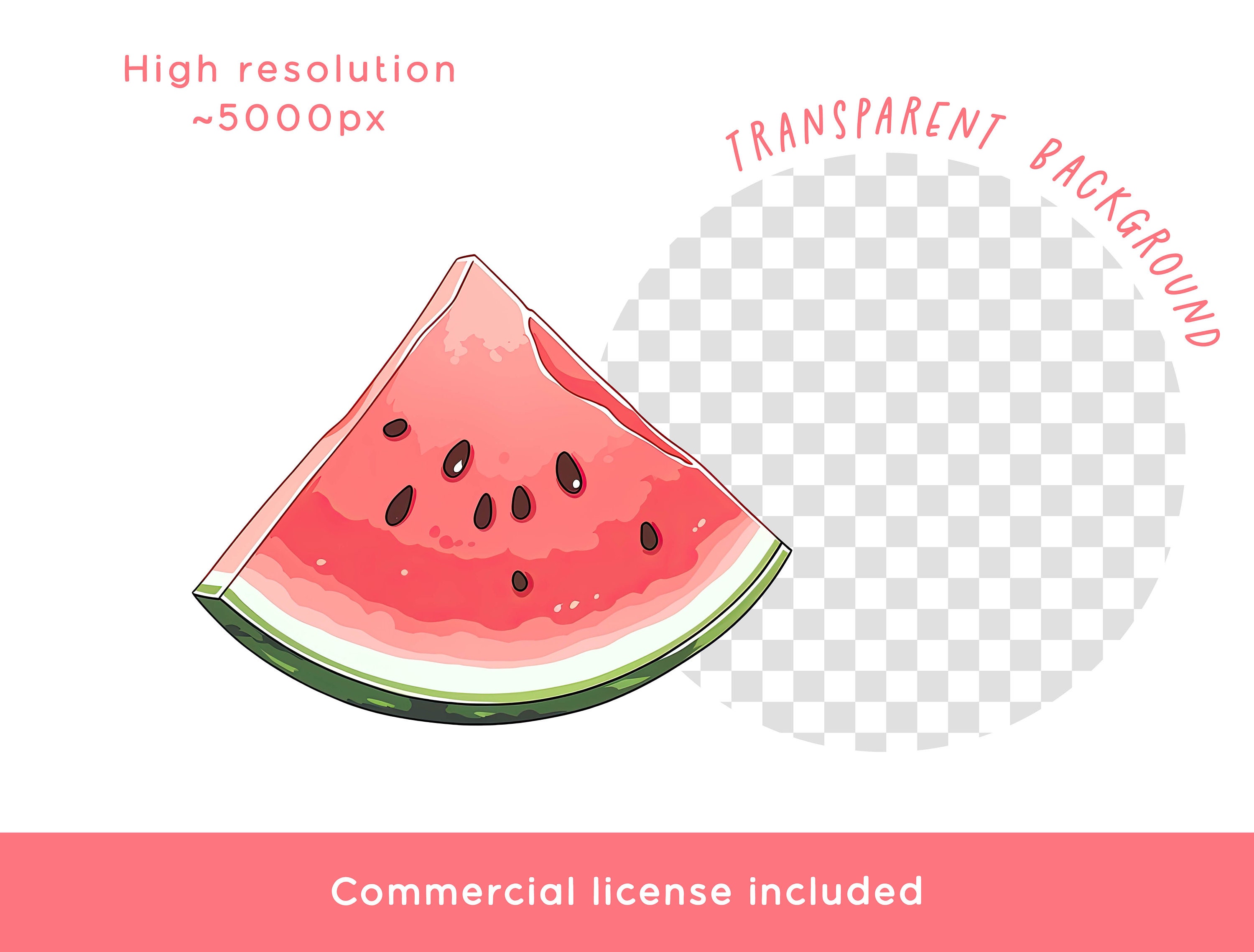 Watermelon Clipart Bundle, Watercolor Summer Fruit Slices PNG Clip Art ...