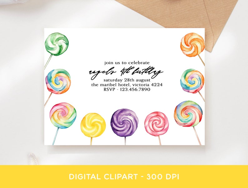 Lollipop Clipart Bundle, Watercolor Sweets Lollies Candy PNG Clip Art ...