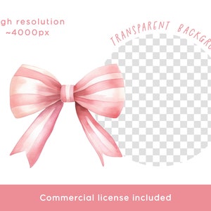 Bow Clipart Bundle Set, Watercolor Pink Bows Ribbons, Pastel Pink PNG ...