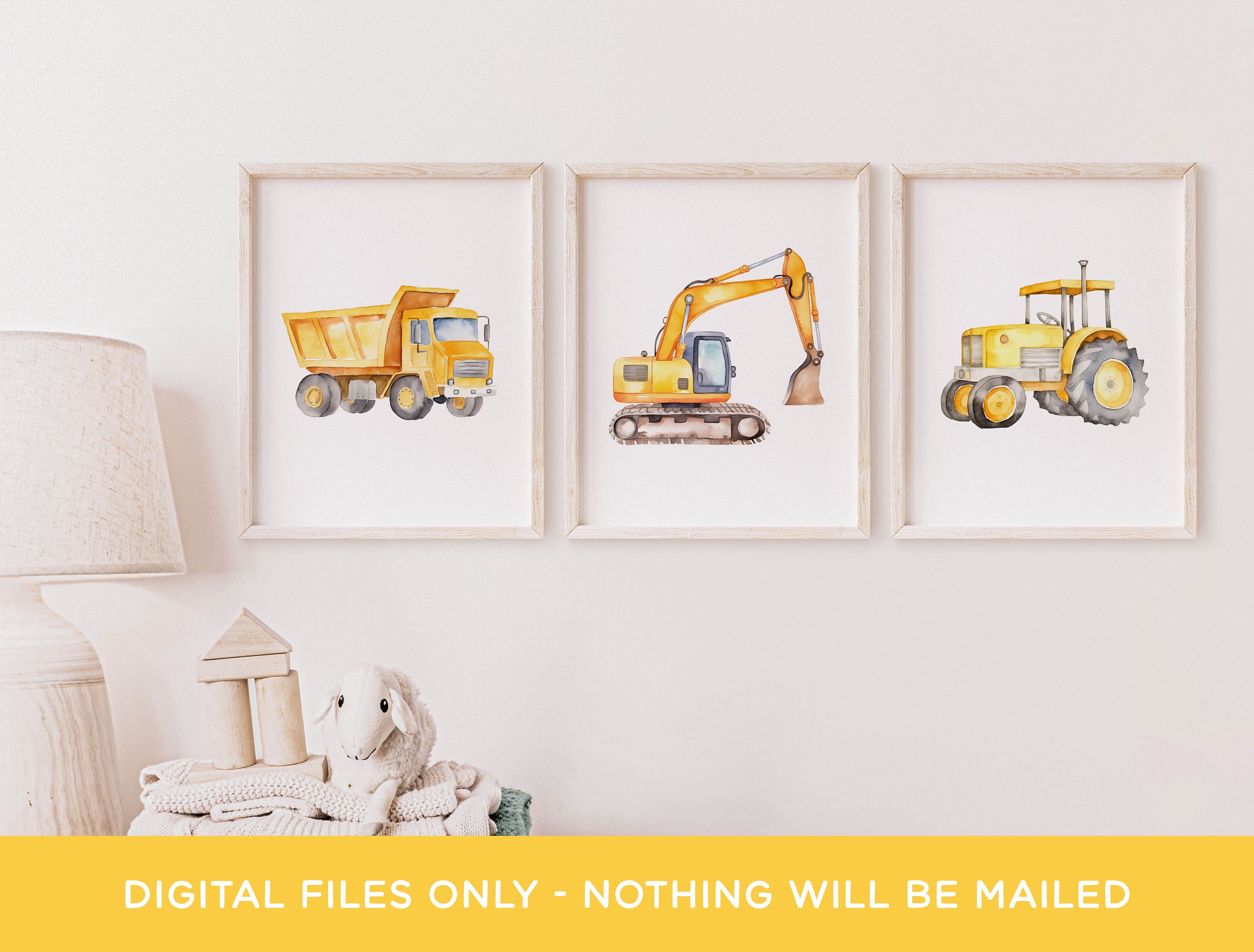 Construction Clipart Bundle, Vehicles Watercolor Digger Excavator Dump ...