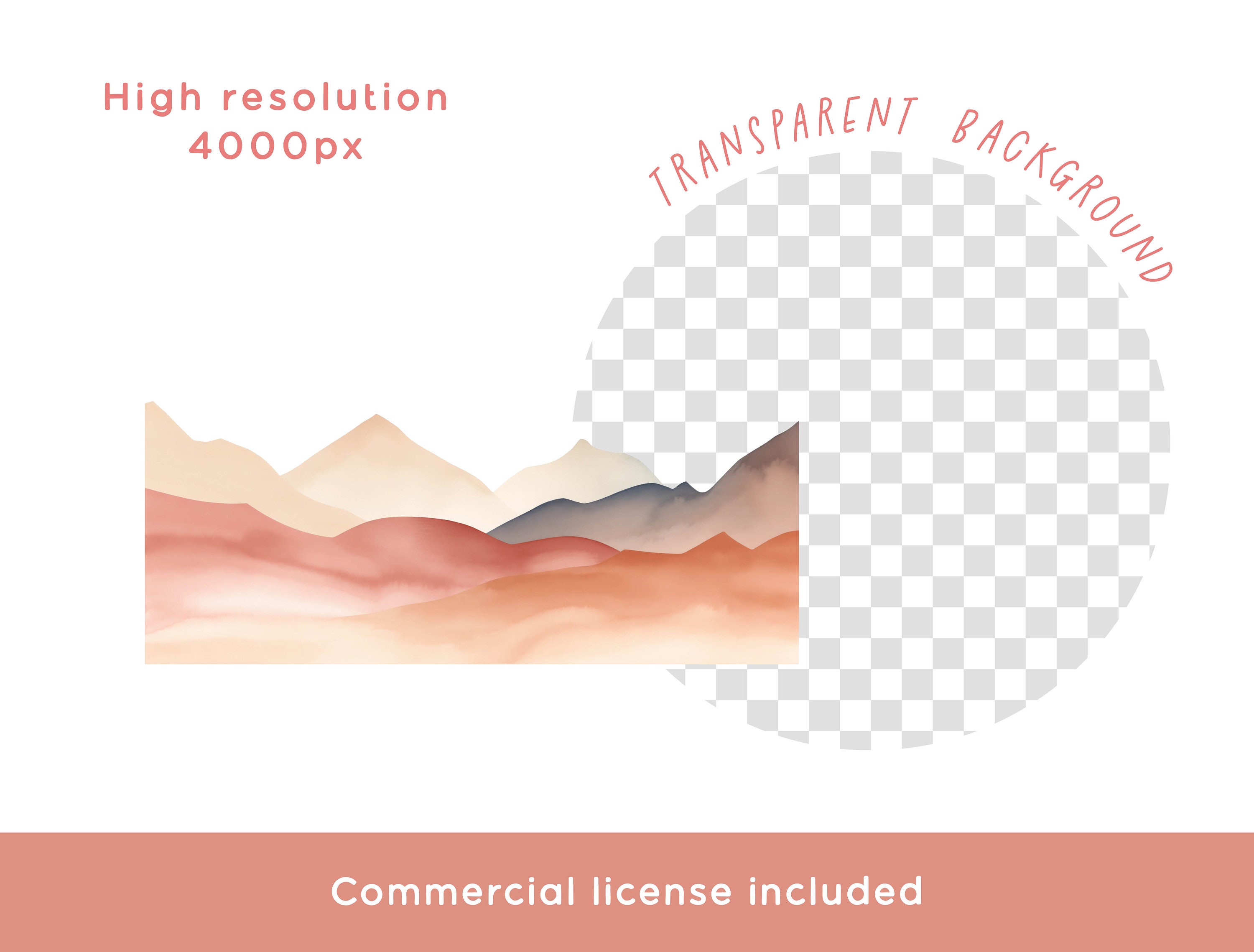 Mountain Clipart Bundle - Rustic Scenic Landscape Colorful Watercolor ...
