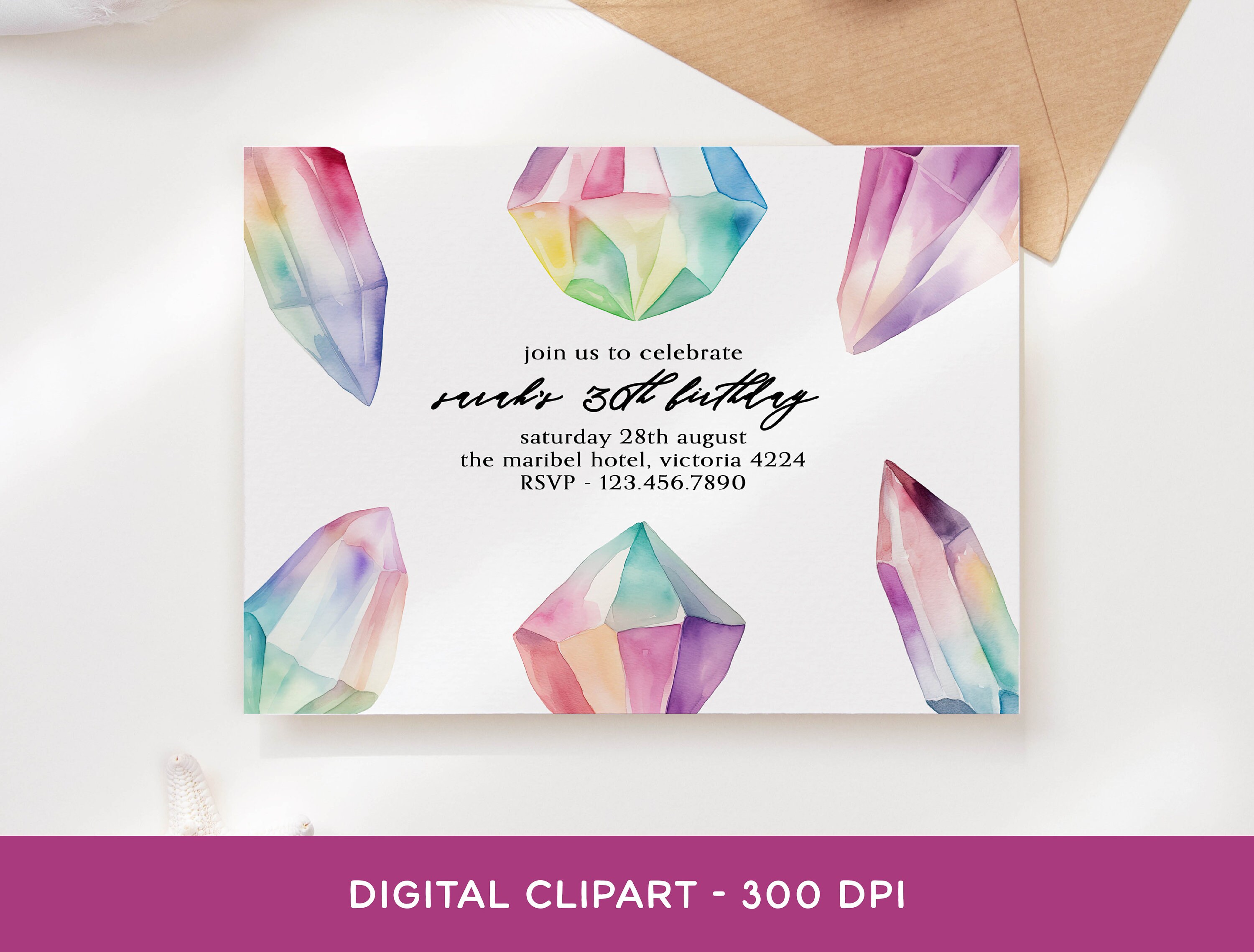 Crystal Clipart Bundle Watercolor Rainbow Gem Jewel Diamond - Etsy