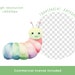 Caterpillar Clipart Bundle, Cute Rainbow Bug Caterpillars Watercolor ...