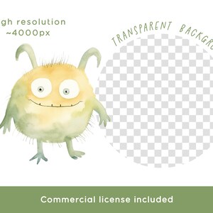 Monster Clipart Bundle - Watercolor Cute Smiling Happy Monsters ...