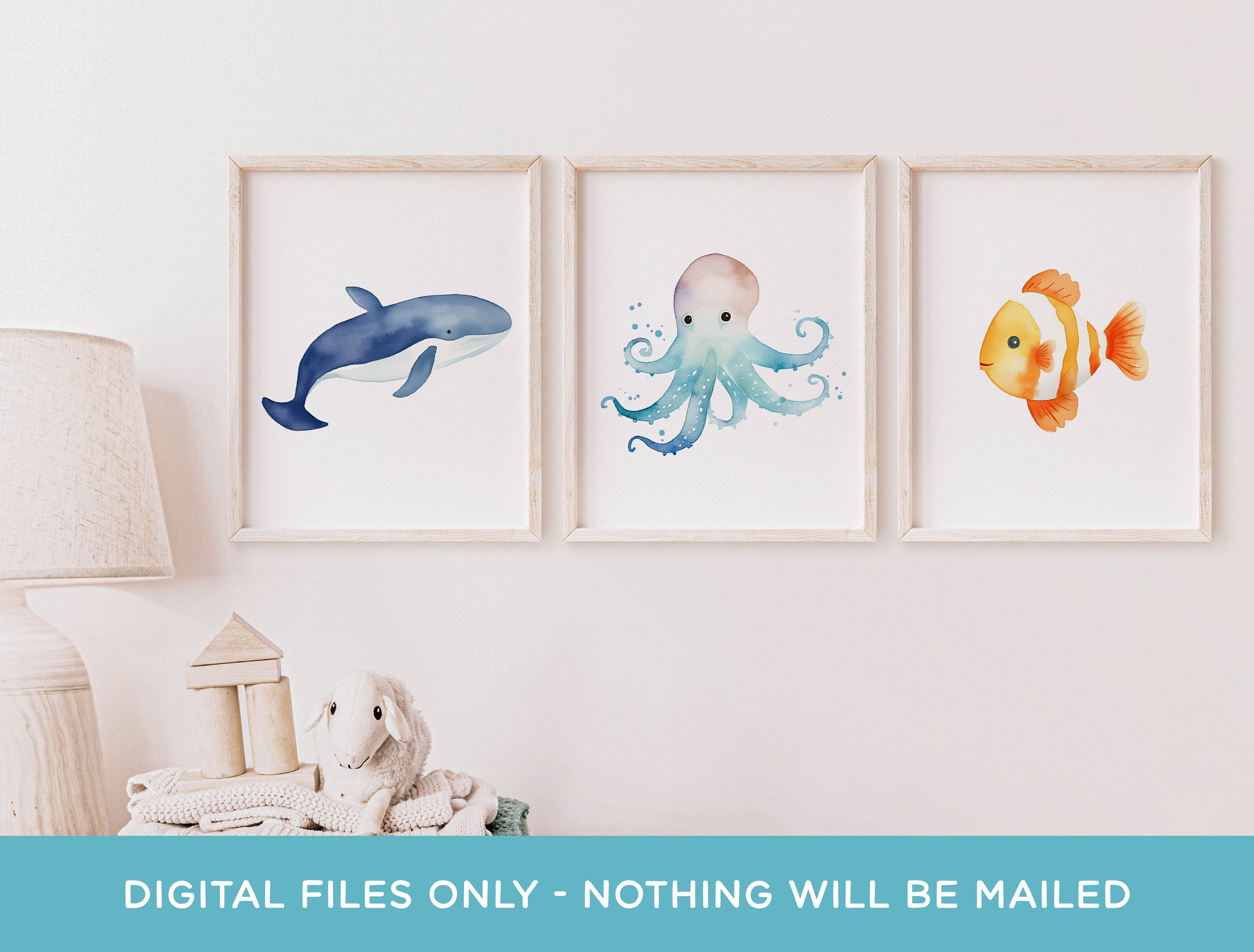 Ocean Creatures Clipart Bundle, Watercolor Under the Sea Animals Beach ...