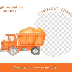 Construction Clipart Bundle, Orange Vehicles Watercolor Digger ...