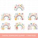 Rainbows Clipart Bundle, Colorful Floral PNG Graphics for Invitations ...