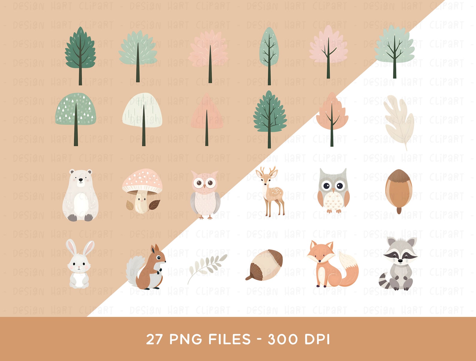 Woodland Animal Clipart Bundle, PNG Graphics Digital Download ...