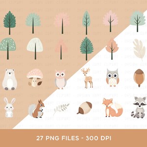 Woodland Animal Clipart Bundle, PNG Graphics Digital Download ...