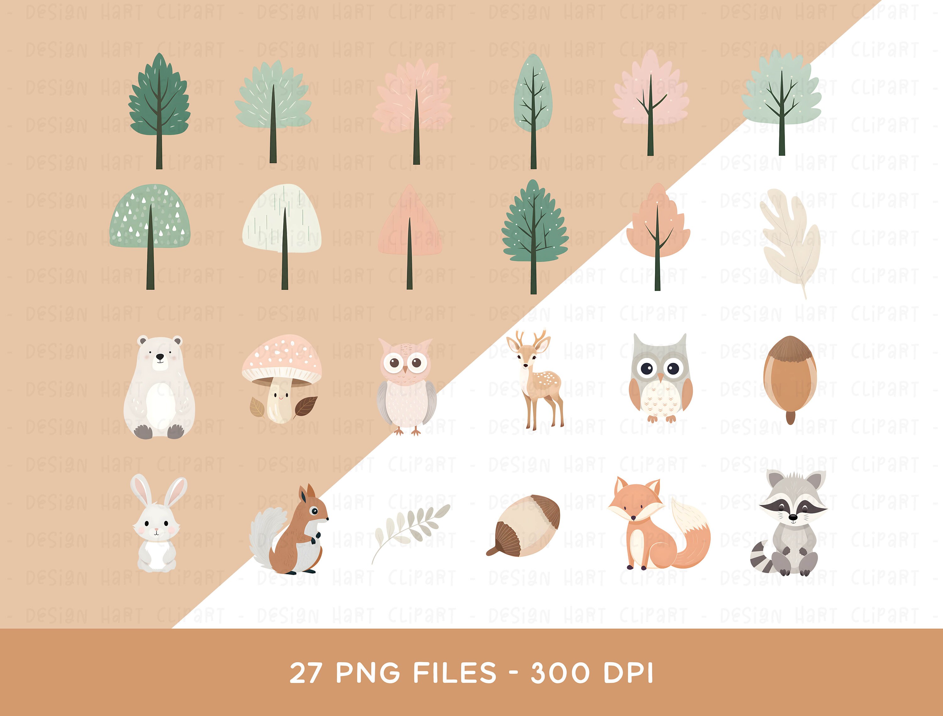 Woodland Animal Clipart Bundle, PNG Graphics Digital Download ...