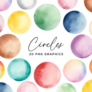 Circles Clipart Bundle - Colorful Watercolor Round Shapes PNG Graphics ...